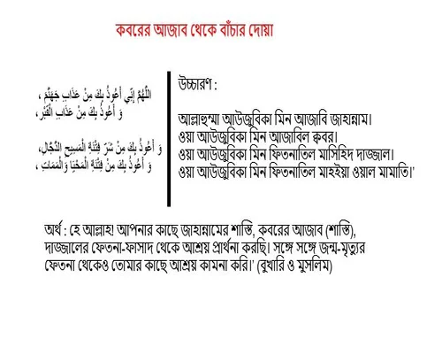 Koborer Ajab Muktir Dua- কবরের আজাব মুক্তির দোয়া